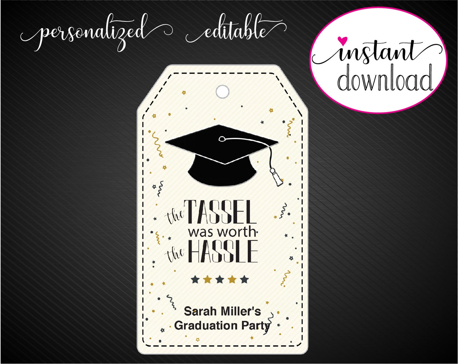 Editable GRADUATION Themed Gift Tags. Congratulations - Etsy