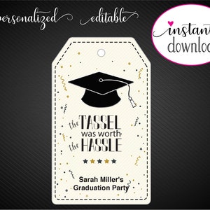 Editable GRADUATION Themed Gift Tags. Congratulations Graduate. Class ...