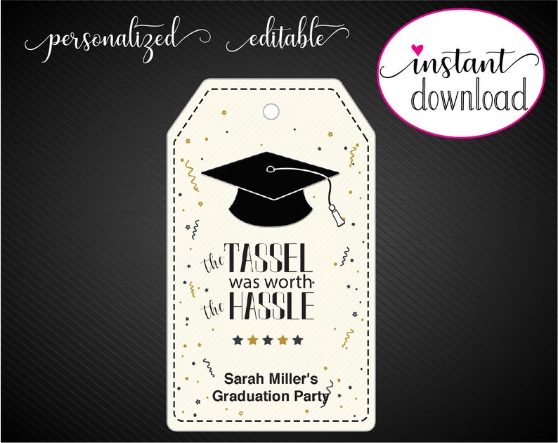 Editable GRADUATION Themed Gift Tags. Congratulations - Etsy