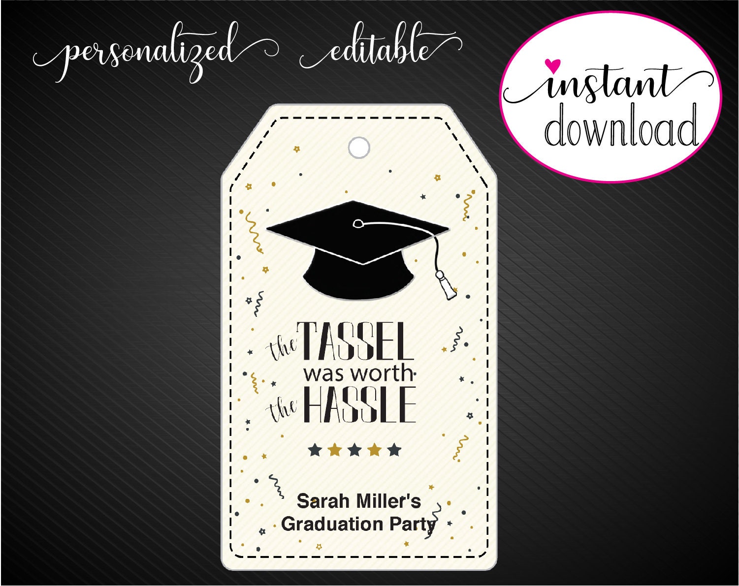 Editable GRADUATION Themed Gift Tags. Congratulations Graduate. Class ...