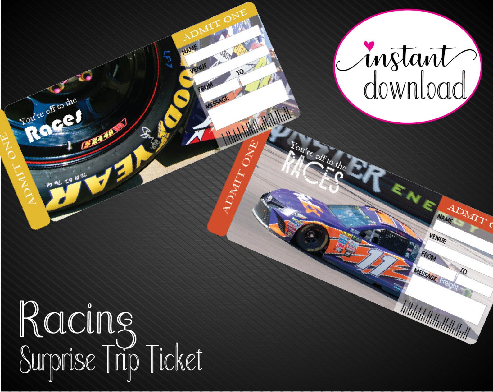 Printable CAR RACING Surprise Trip Tickets. Surprise Trip - Etsy