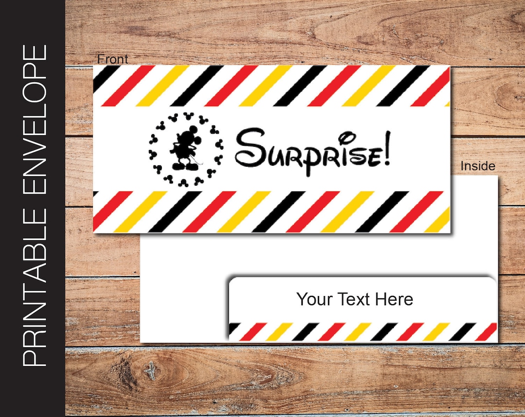 Printable DISNEY Envelope for Surprise Gift Tickets, Vouchers, Boarding ...