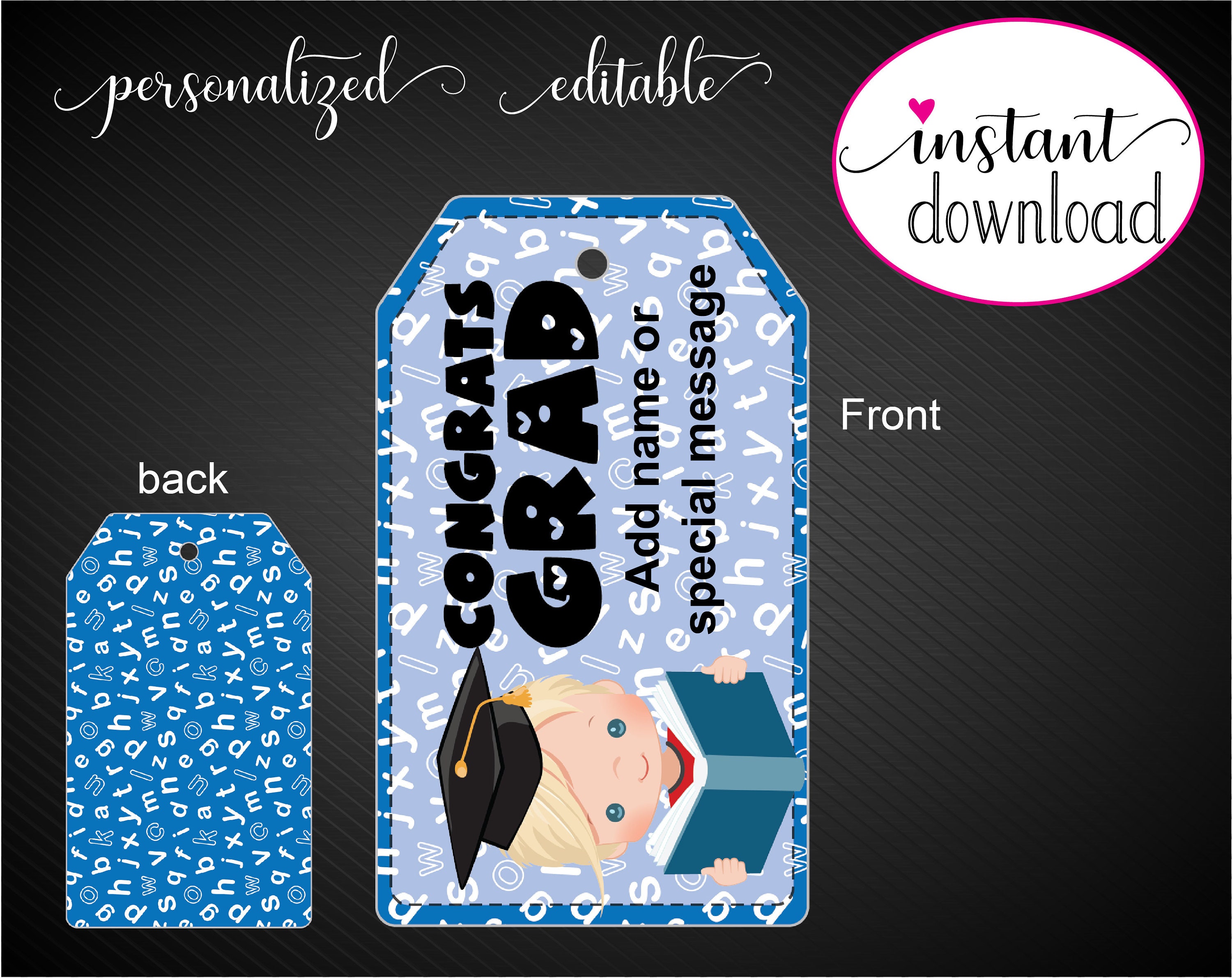 Editable CONGRATS Grad Graduation Themed Gift Tags. Congrats - Etsy