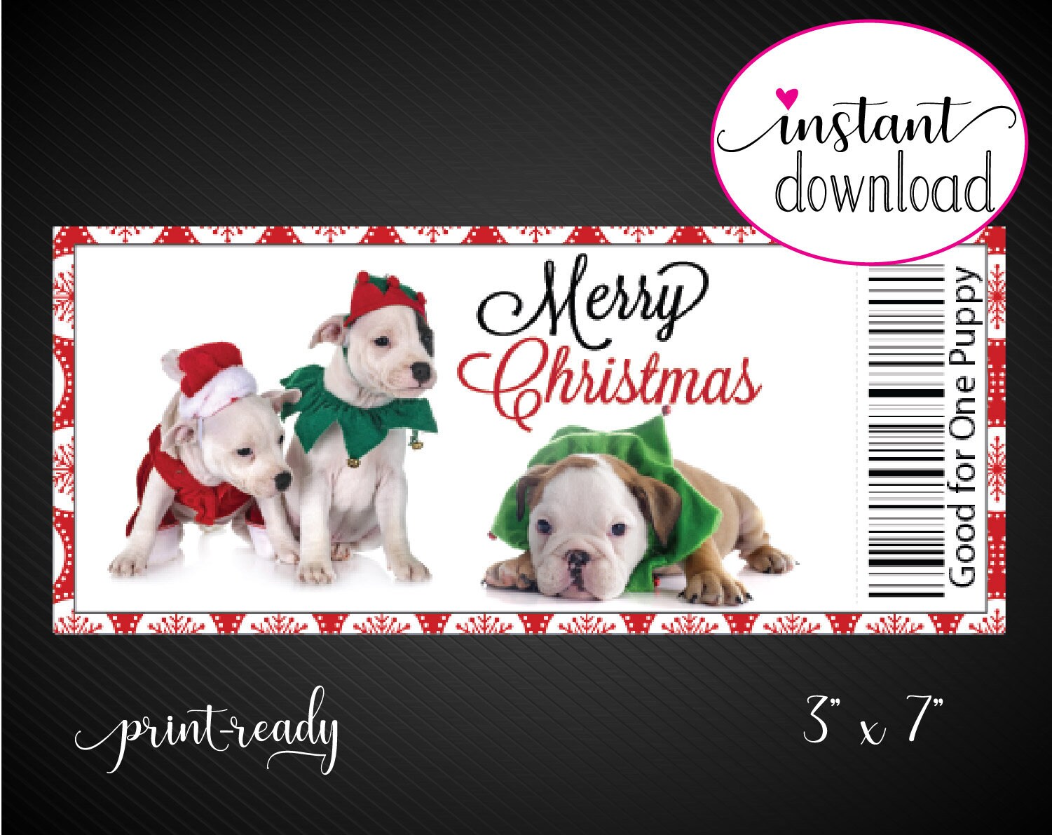 Printable CHRISTMAS PUPPY / DOG Surprise Gift Reveal Coupon. Instant ...