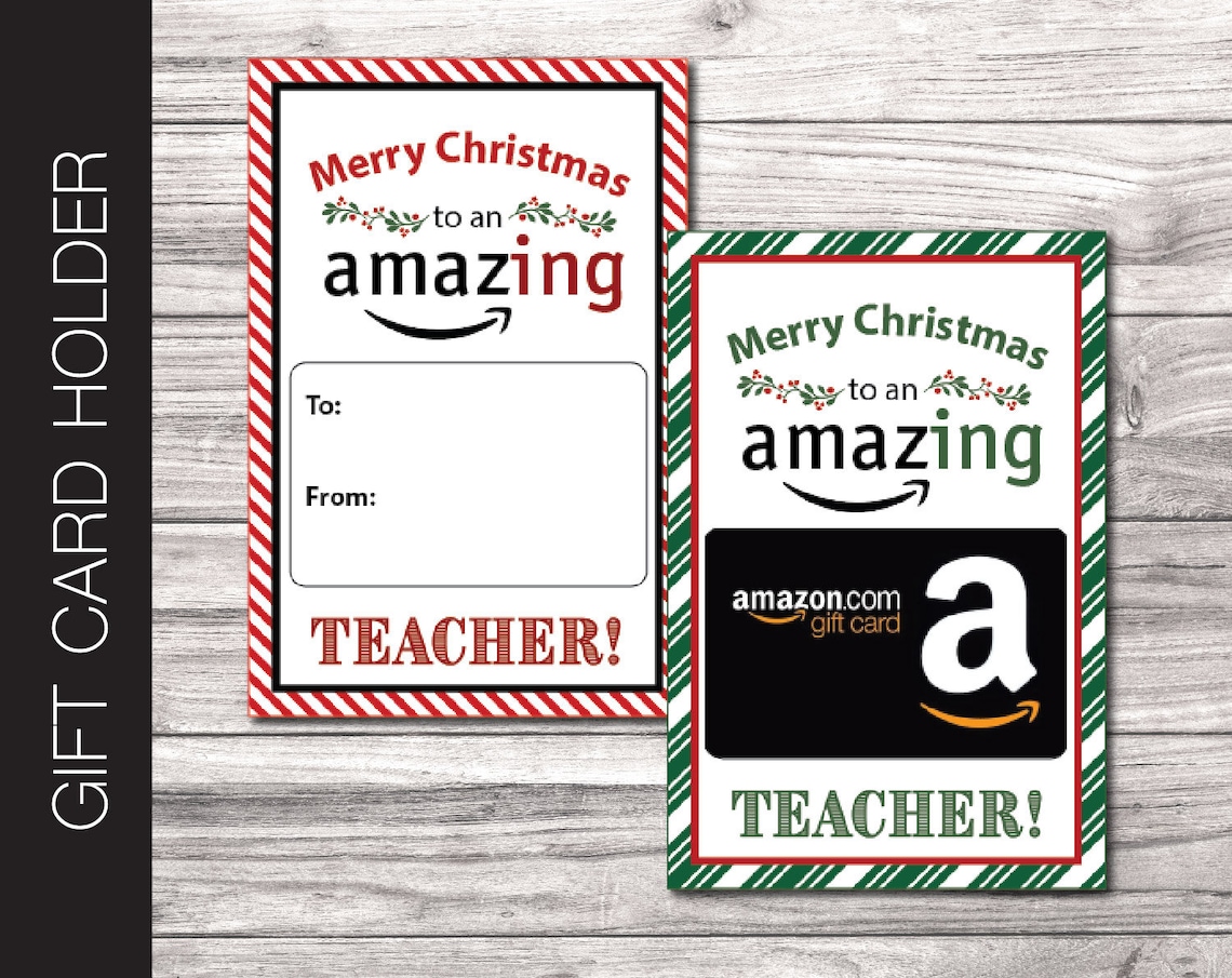 Printable CHRISTMAS Teacher Amazon Gift Card Holder. Merry | Etsy