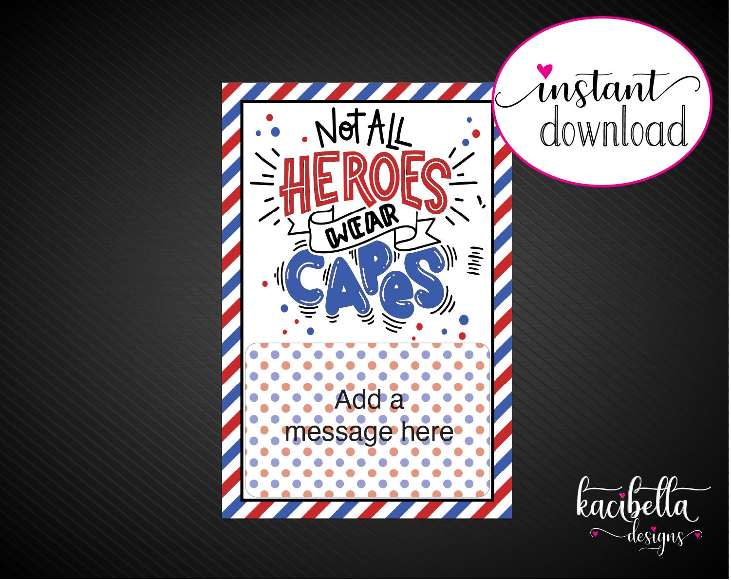 Printable HEROES Appreciation Gift Card Holder. Digital | Etsy