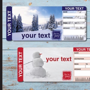 Printable SNOW TIME Surprise Gift Reveal Ticket. Admission Pass ...