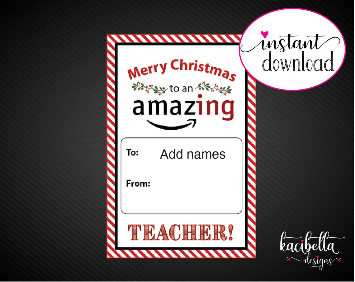 Printable CHRISTMAS Teacher Amazon Gift Card Holder. Merry | Etsy