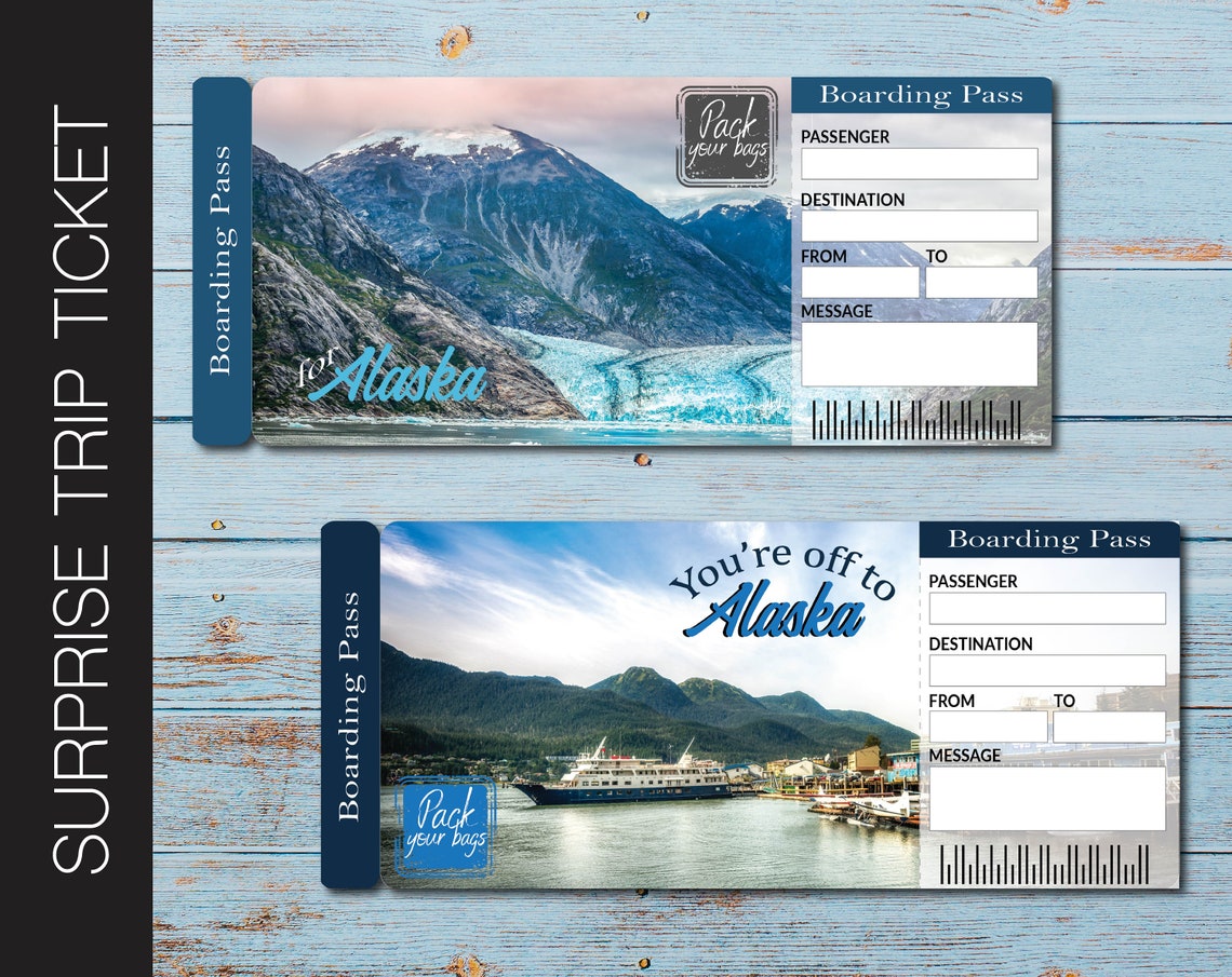 Printable ALASKA Surprise Trip Gift Ticket. Boarding Pass. - Etsy
