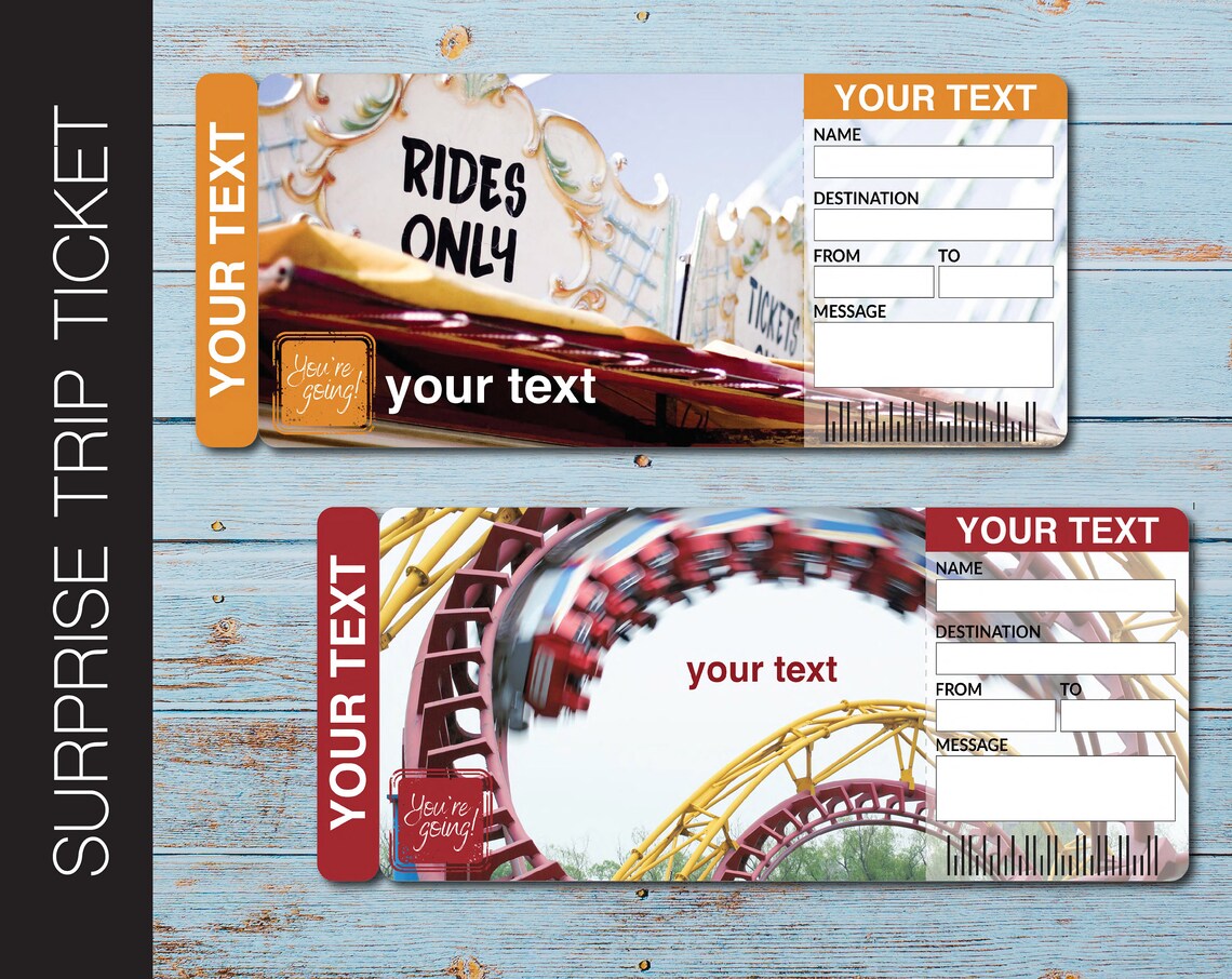 Printable THEME PARK or FAIR Surprise Gift Reveal Ticket. - Etsy