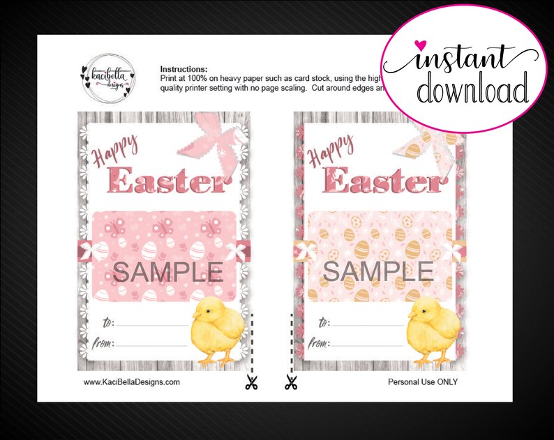 Printable EASTER Gift Card Holder. Easter Chick Themed - Etsy