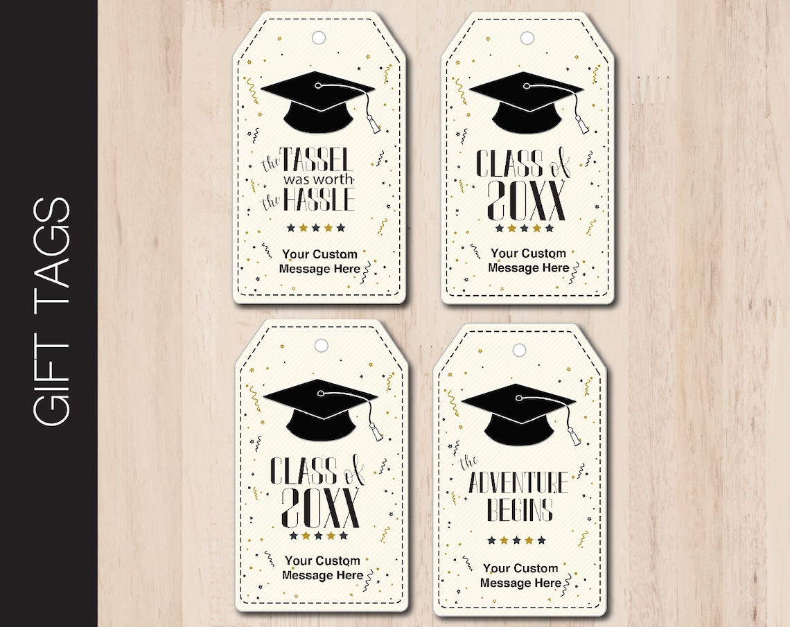 Editable GRADUATION Themed Gift Tags. Congratulations - Etsy