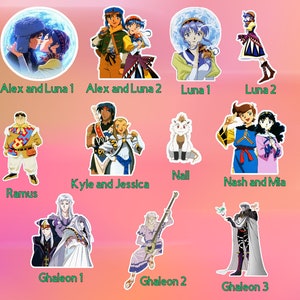 Lunar Silver Star Story Complete Stickers. Alex, Luna, Nash, Mia ...