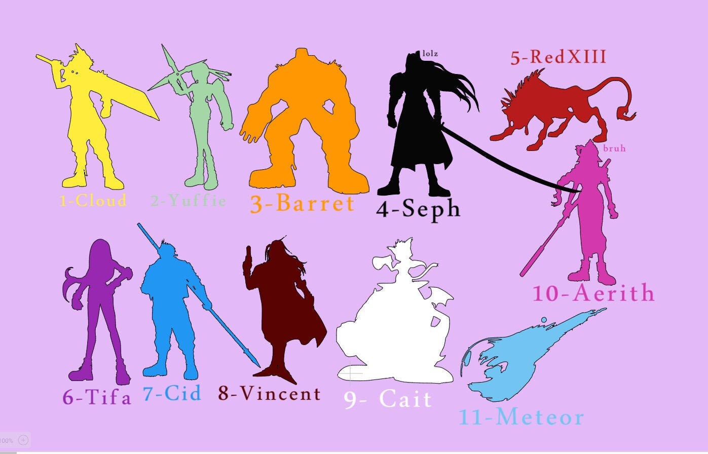 Final Fantasy VII 7 Car Decals. Cloud Tifa Aerith Yuffie - Etsy