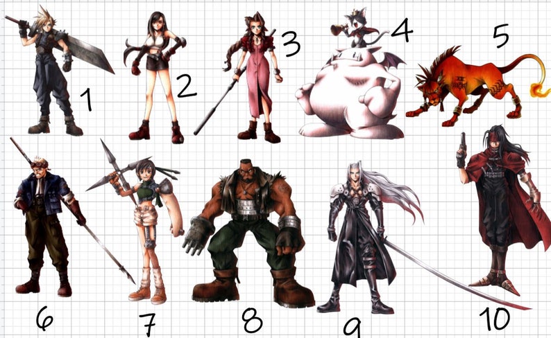 Final Fantasy VII OG Stickers - Cloud, Tifa, Aerith, Sephiroth, Barret ...
