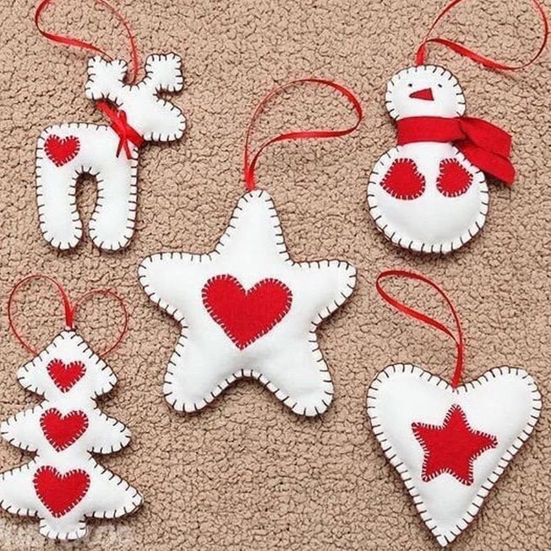 Handmade Felt Christmas Ornaments Set of 5 - Etsy