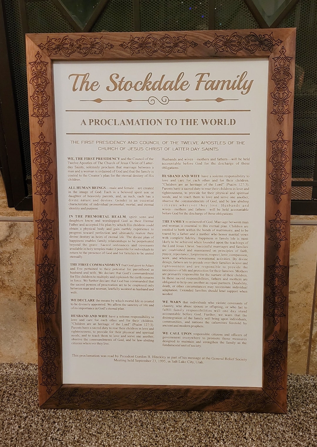 Family Proclamation to the World Sign LDS Art LDS Home Décor, Walnut ...
