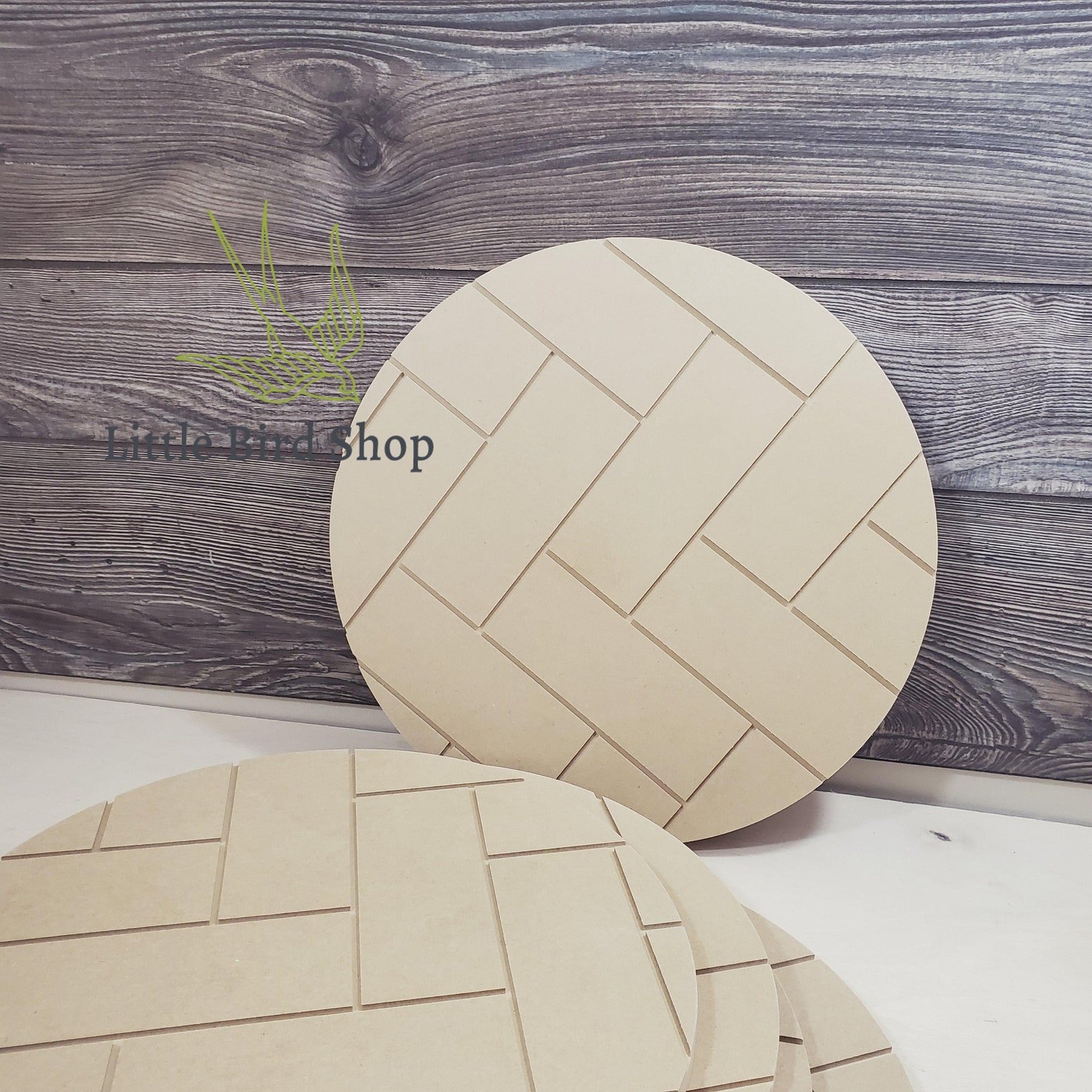 12 Geometric Herringbone MDF Round MDF Circle 12 | Etsy