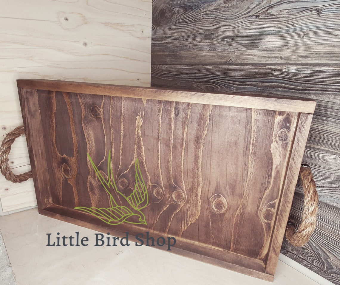 Rustic Wooden Tray With Handles/tray 23 X | Etsy