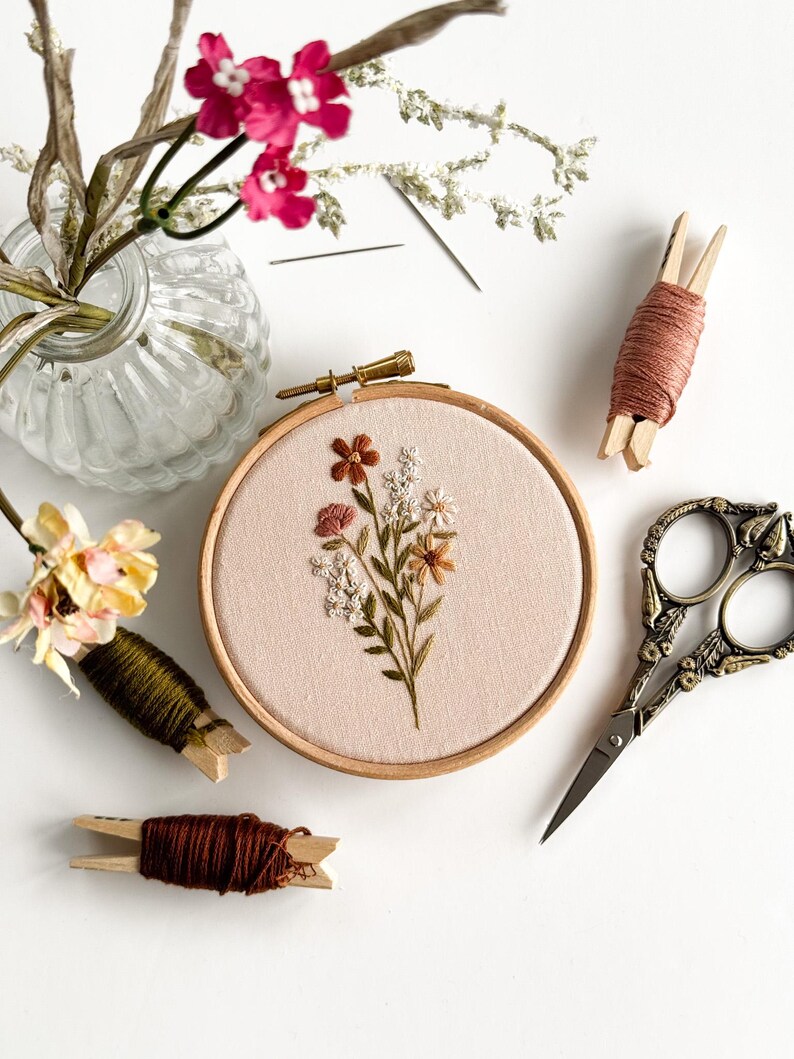 Beginner Blooms Embroidery Pattern Bundle || 5 Floral Embroidery Hoop ...