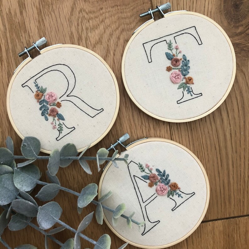 Floral Initial 26 Letters Embroidery Hoop Art PDF Pattern - Etsy