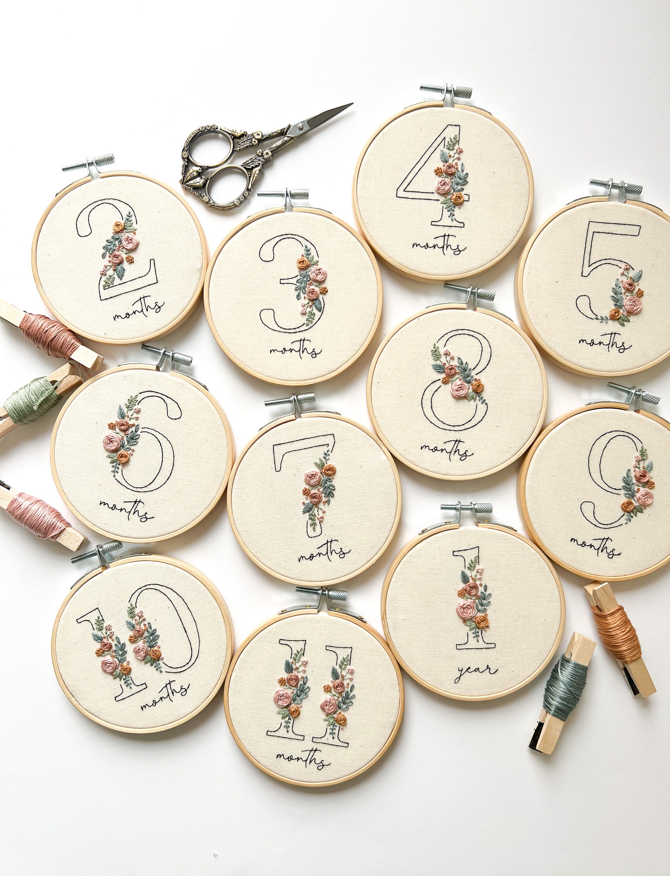 Floral Numbers 0-9 Embroidery Pattern With Phrases Floral - Etsy UK