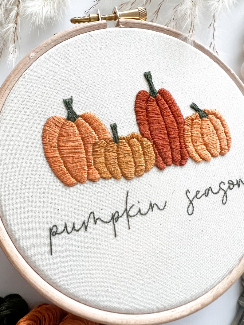 Pumpkin Season Embroidery Pattern || Autumn/fall Embroidery Hoop Art ...