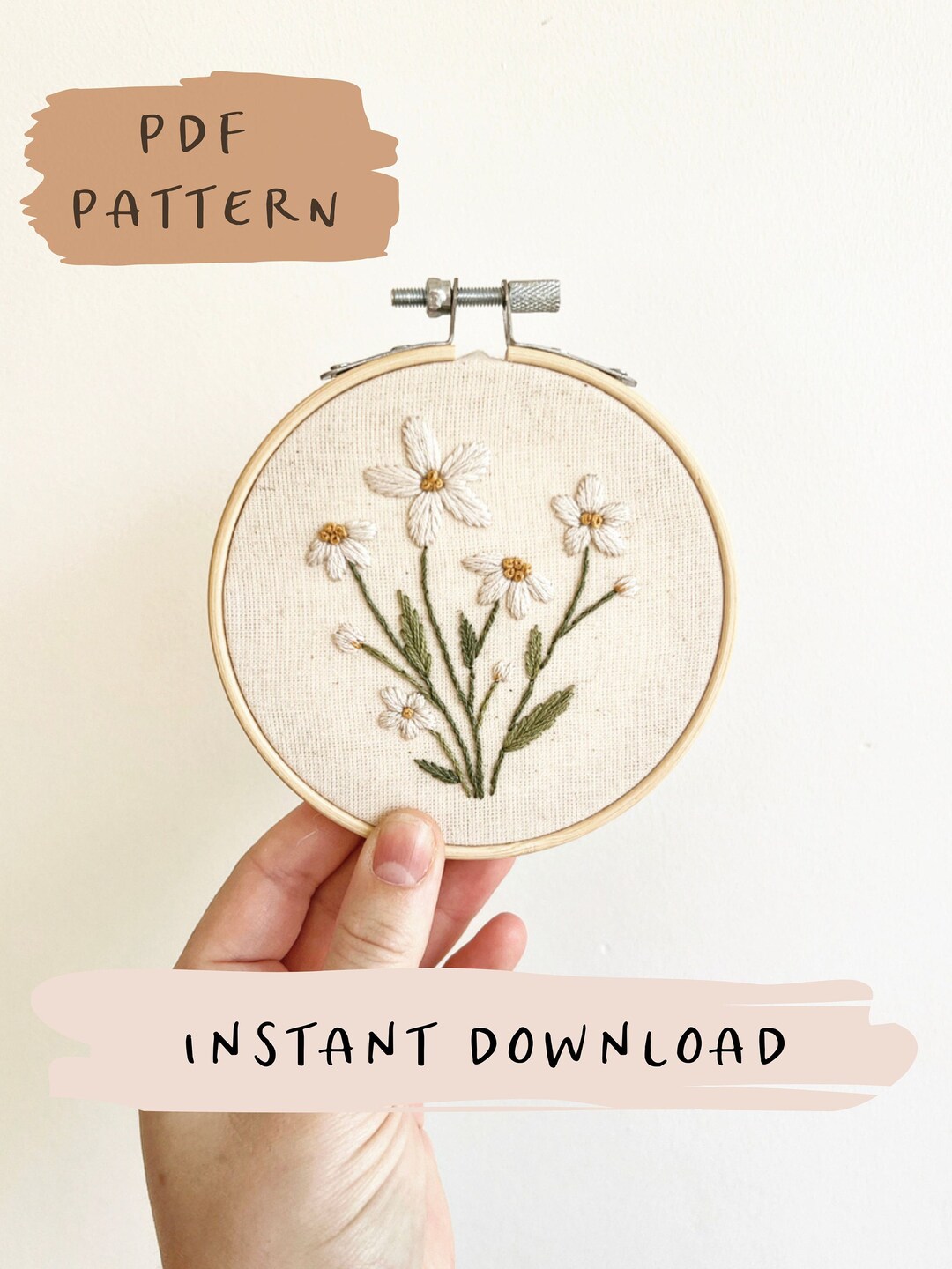 Wild Daisy Embroidery Pattern || Floral Embroidery Hoop Art PDF Pattern ...