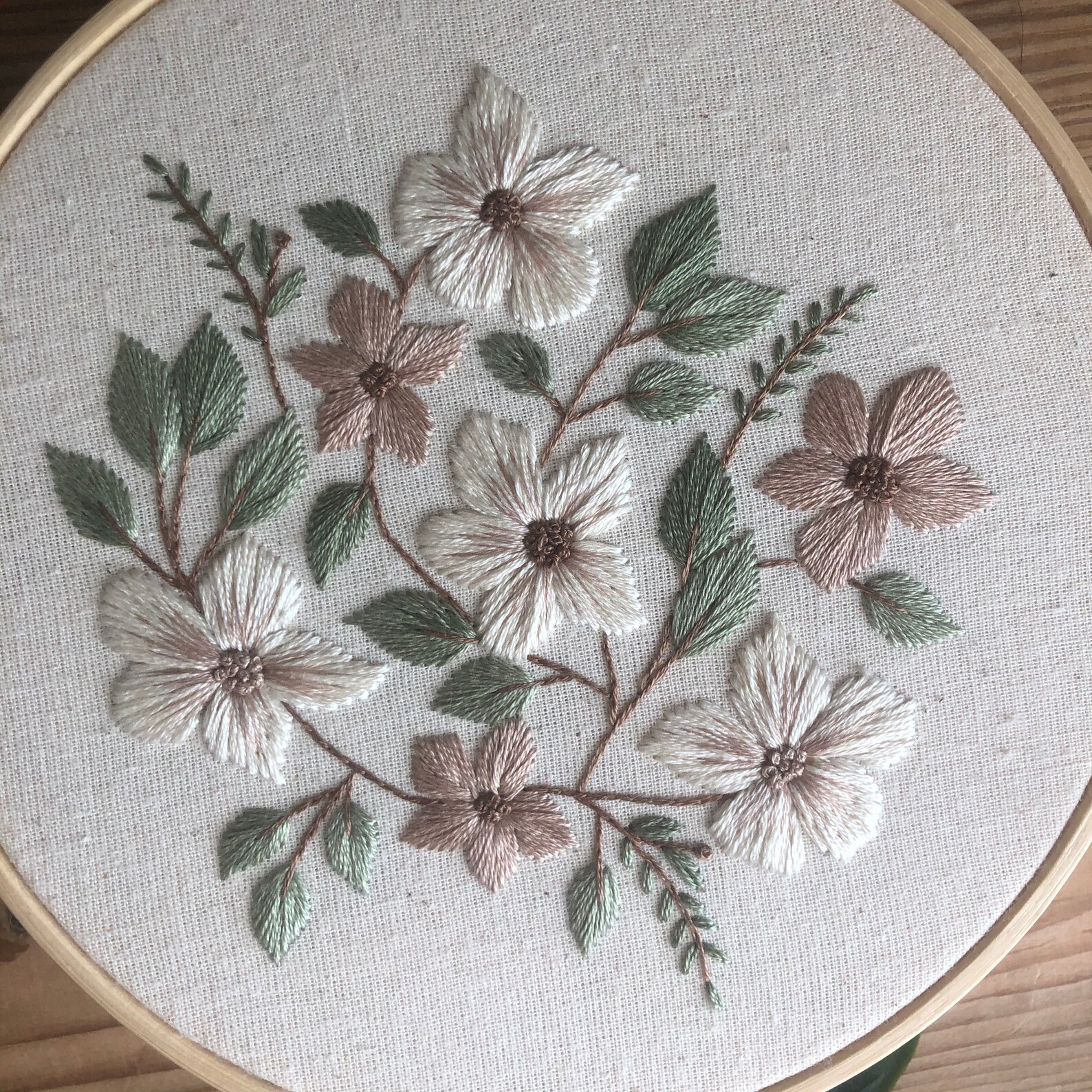 Neutral Bouquet Embroidery Hoop Art PDF Pattern With | Etsy India