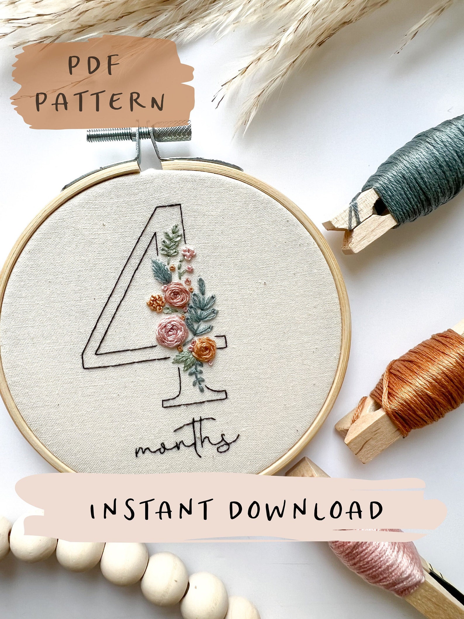 Floral Numbers 0-9 Embroidery Pattern With Phrases || Floral Embroidery ...