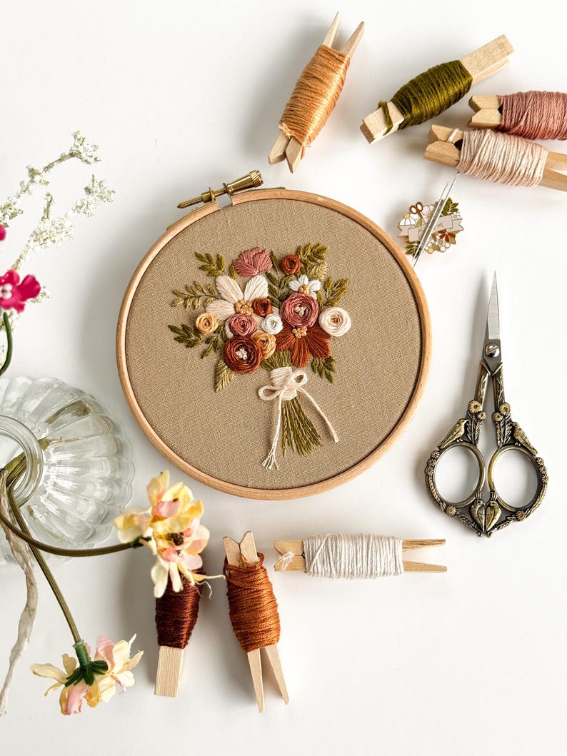 Beginner Blooms Embroidery Pattern Bundle || 5 Floral Embroidery Hoop ...
