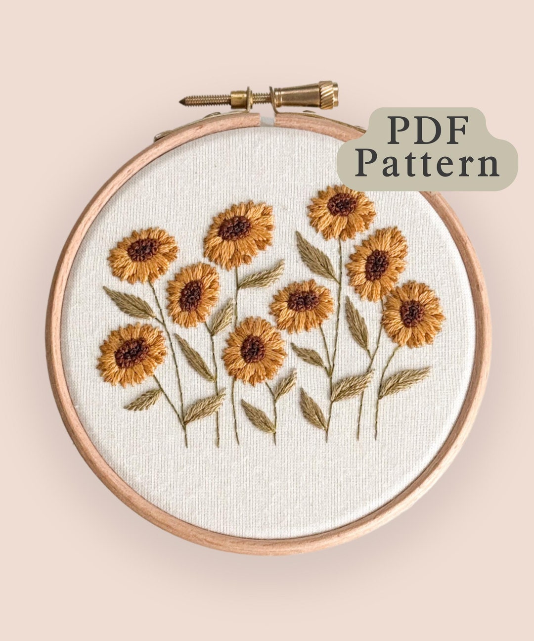 Sunflower Field Embroidery Pattern || Embroidery Hoop Art PDF Pattern ...