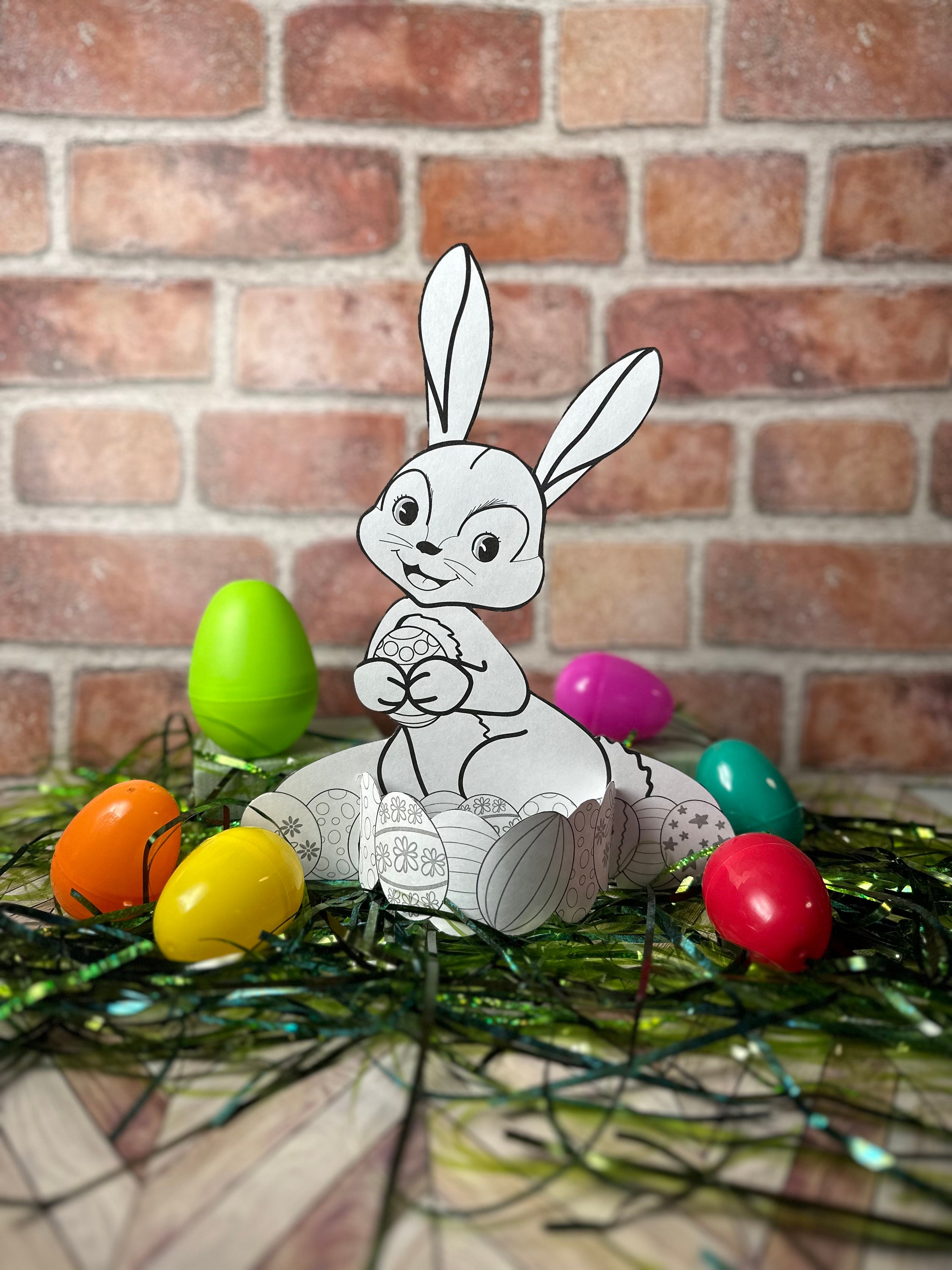 Printable Easter Bunny Coloring Centerpiece, Easter Craft for Kids ...