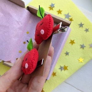 Red Apple Hair Clip, Red Fruit Hair Clips, Summer Hair Clips, Cute ...