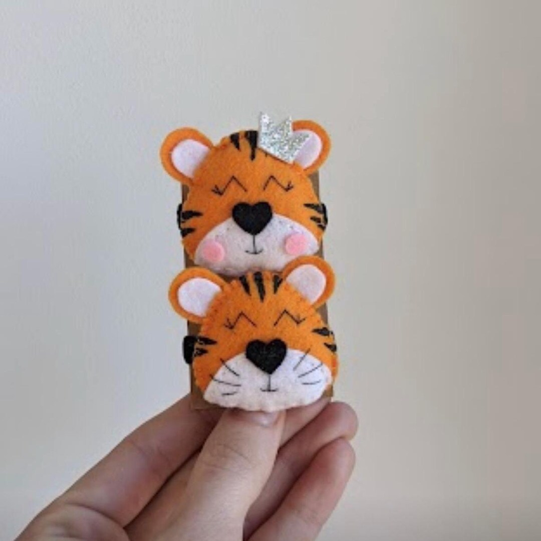 Tiger Hair Clips, Cute Animal Head Hair Accessories, Kawaii Hair Ties ...