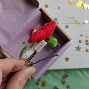 Mushroom Hair Clips, Bright Fall Barrettes, Funny Amanita Hair Clips ...