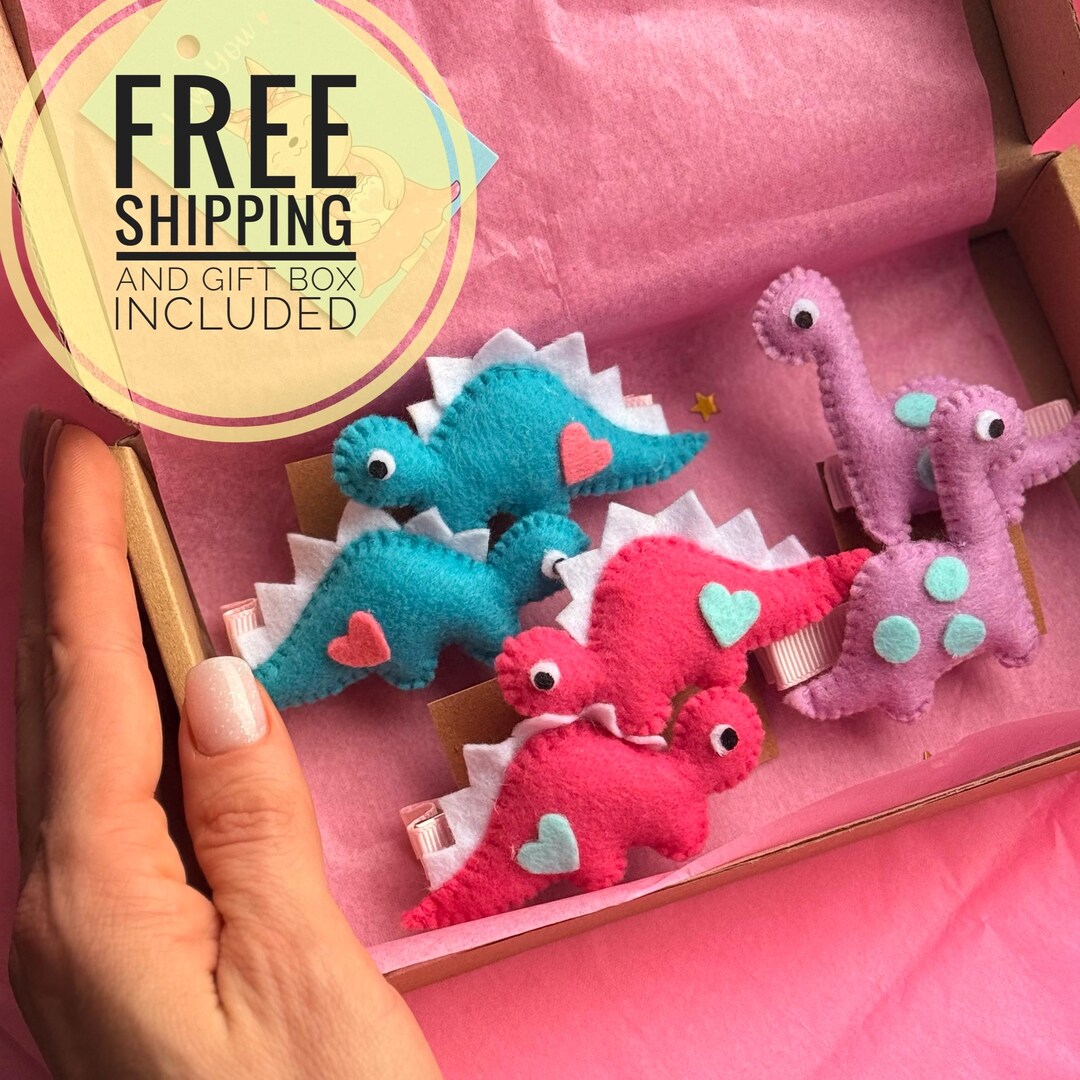 Dinosaur Hair Clips SET, Dino Lovers Gift, Dino Birthday, Toddler Hair ...