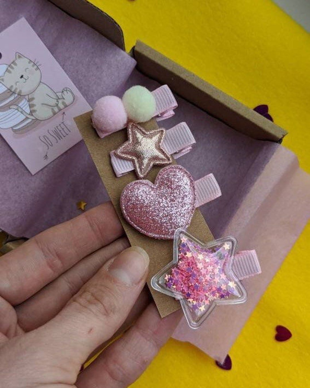 Pink Star Hair Clips Glitter Star Clips First Hair Clips - Etsy