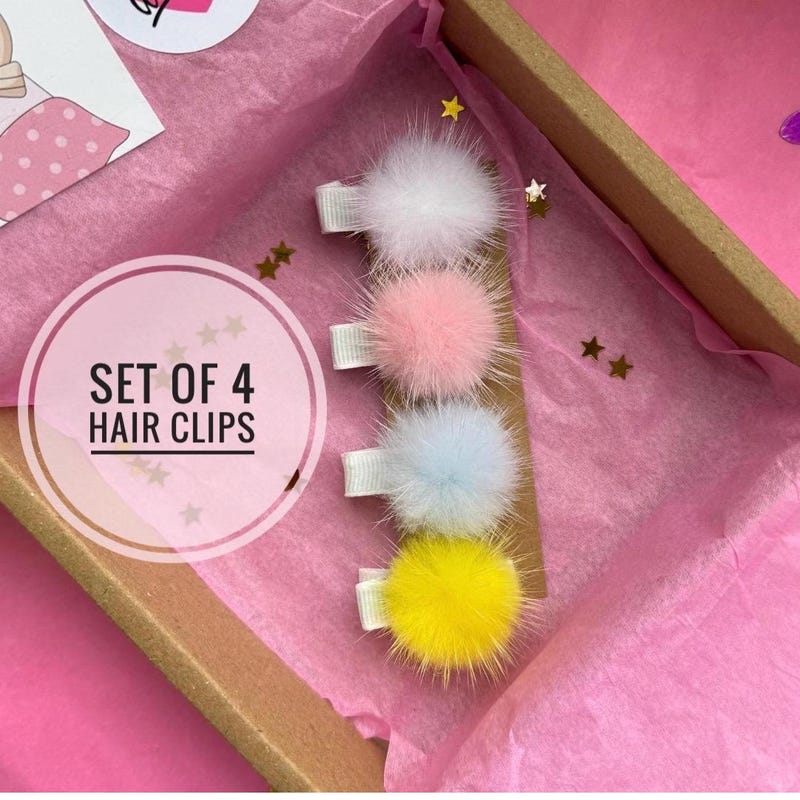 Pom Pom Hair Clips - Etsy