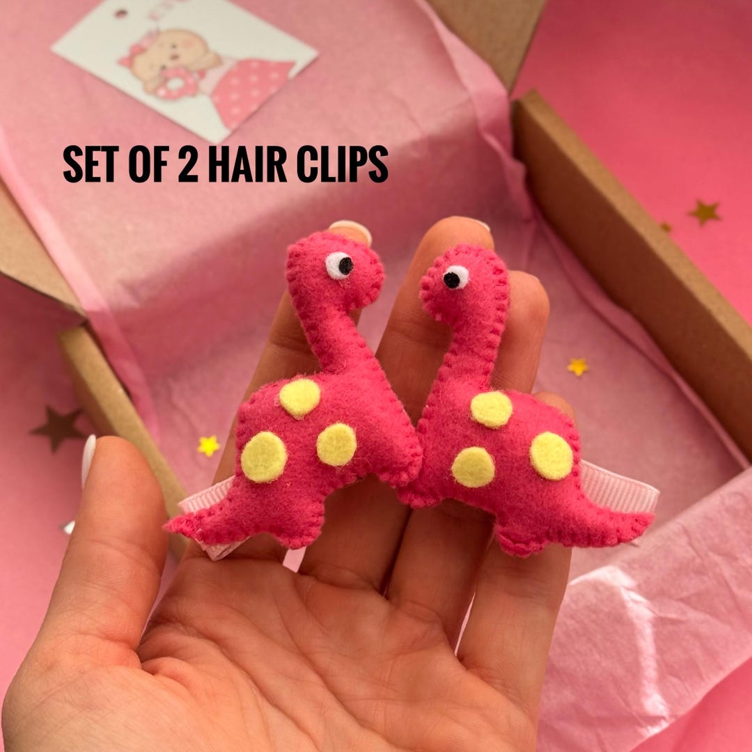 Pink Dino Hair Clips, Velociraptors Hair Barrettes, Dinosaur Hair Pin ...