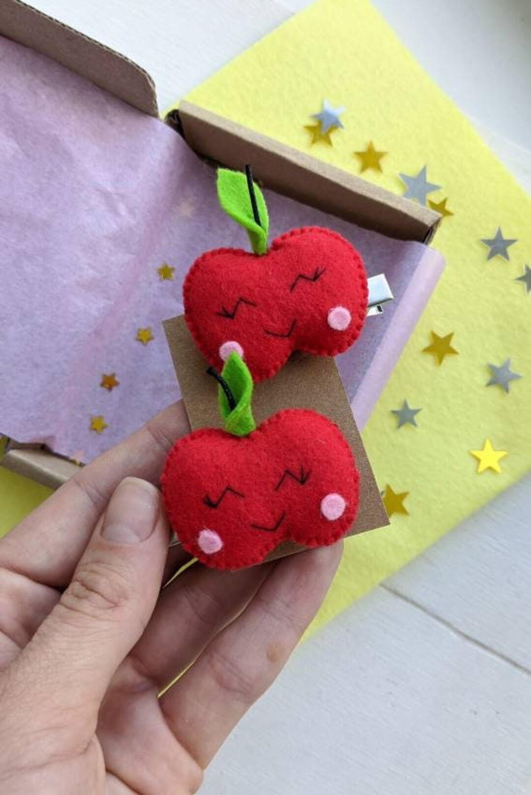 Red Apple Hair Clip, Red Fruit Hair Clips, Summer Hair Clips, Cute ...