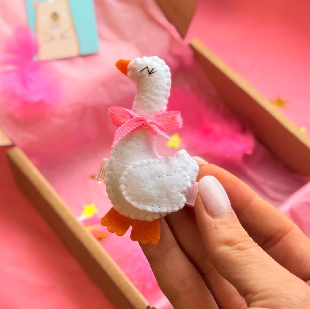 Silly Goose Hair Clip, Handmade Felt Goose Bow, Toddler Hair ...