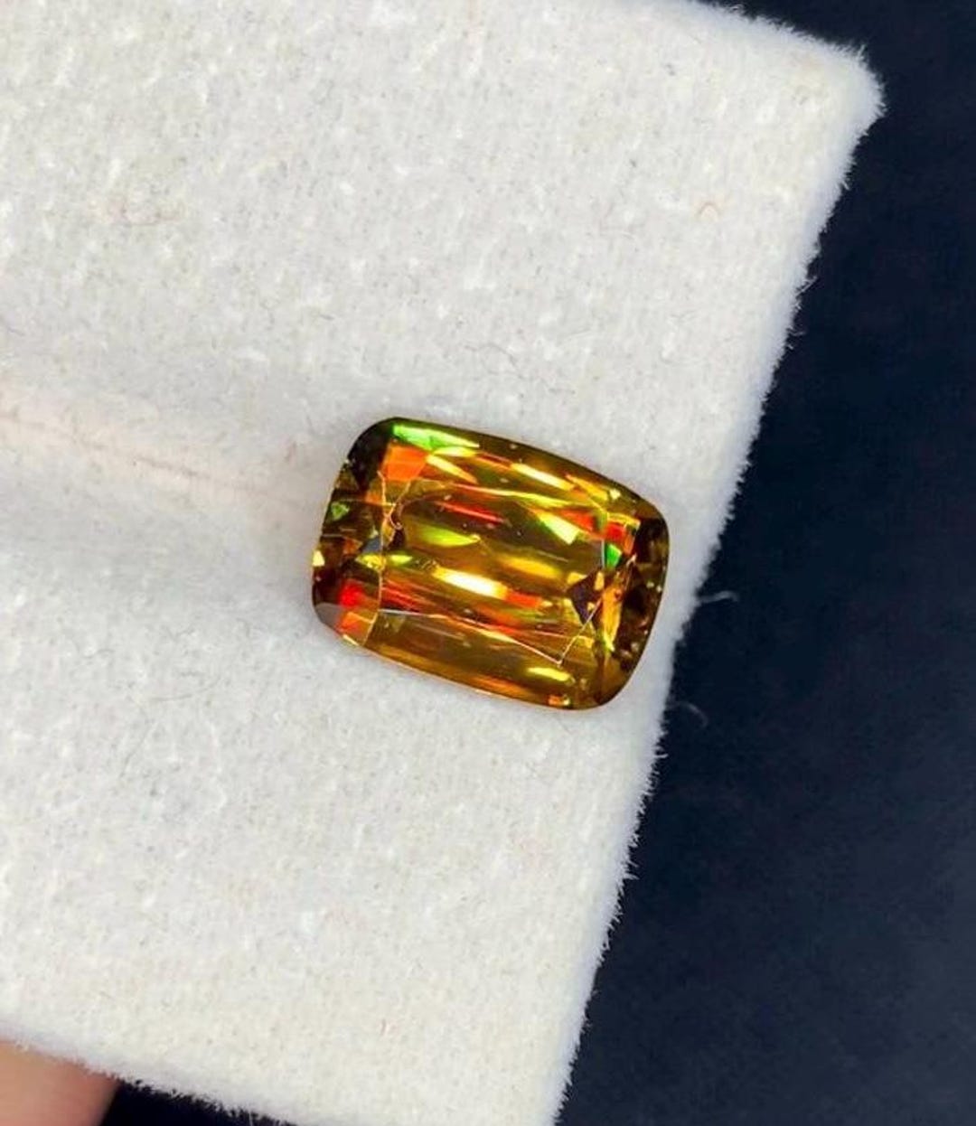 Cushion Cut Sphene Gemstone, Golden Brown Titanite, Rare Sparkling Gem ...