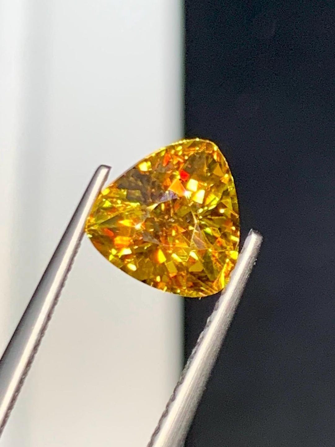 Trillion Cut Sphene Titanite Gemstone, 1.60 CT Ultra Fire Sphene Loose ...