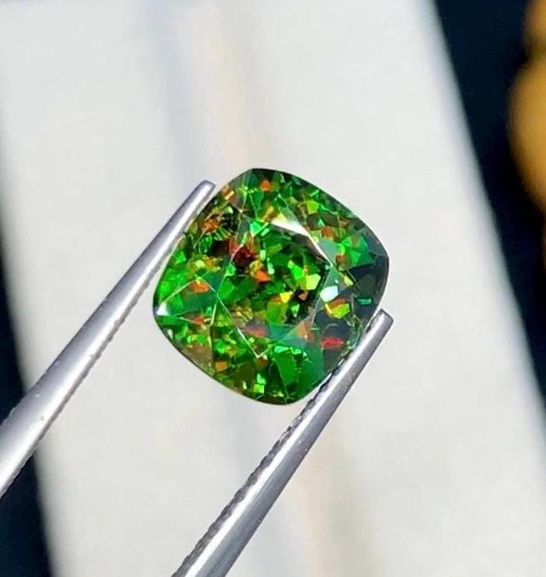 Chrome Sphene Gemstone, Cushion Cut Green Titanite, Rare Skardu ...