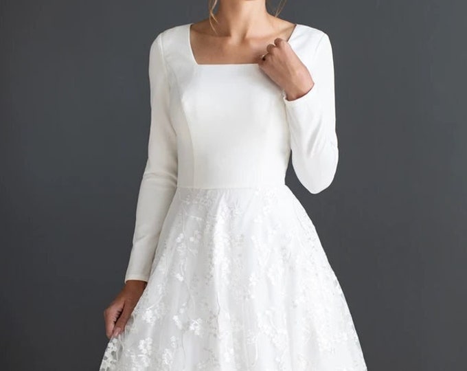 Romantic, Modern, Modest LDS. Long Sleeves, Lace Ball Gown Wedding ...