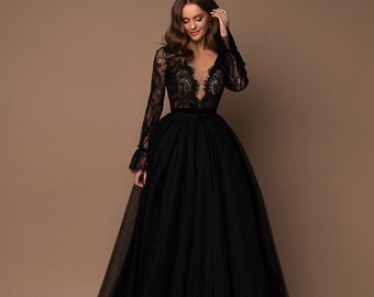 Gothic Black Lace Dress - Etsy