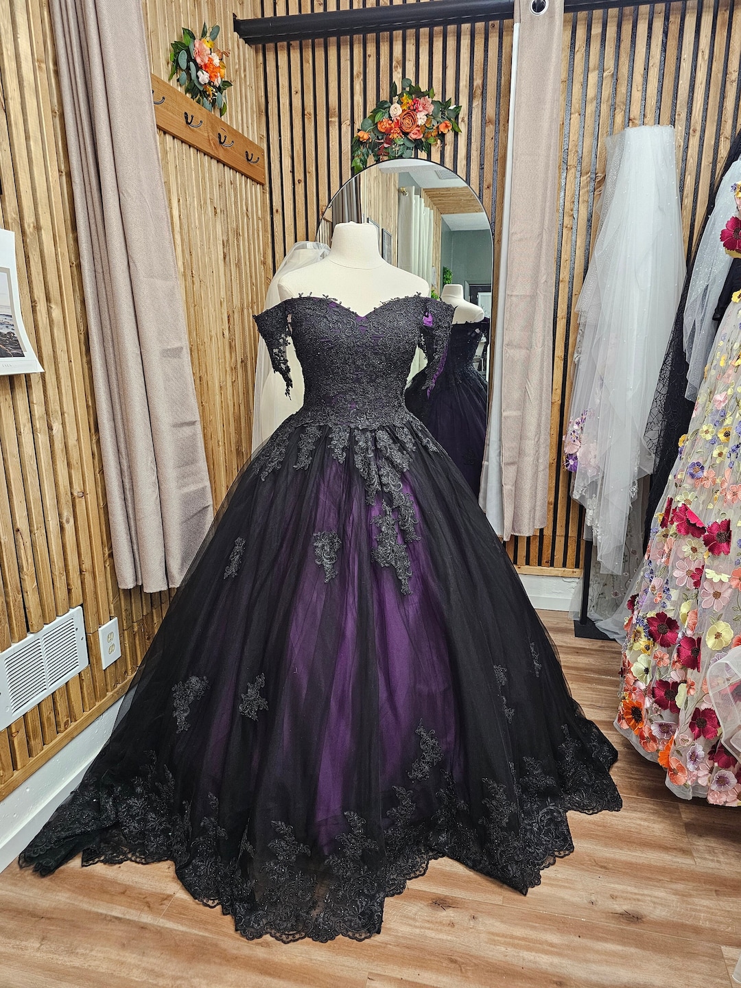 Stunning Black and Purple Dress, Unconventional Gothic Bride, Non ...