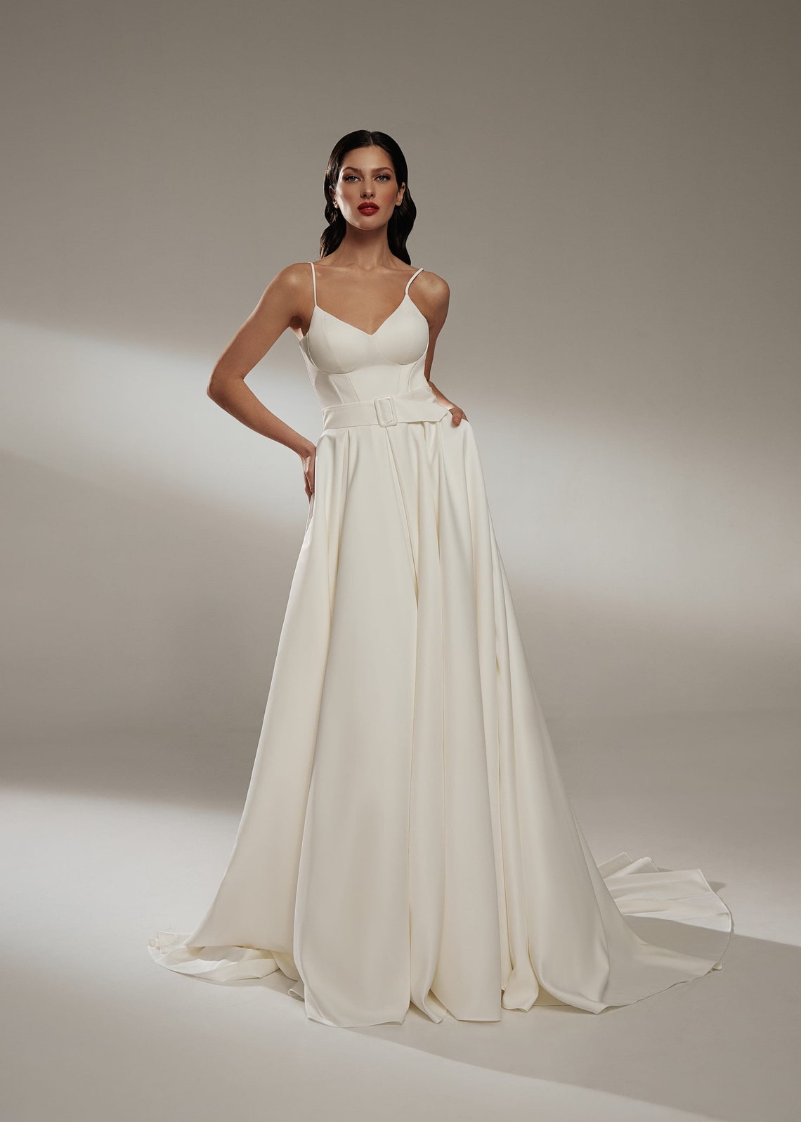 Simple Satin A Line Wedding Dress. - Etsy