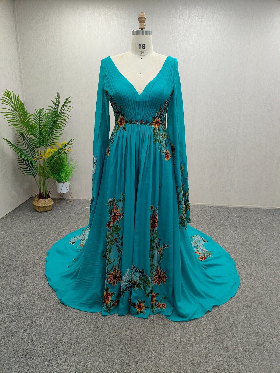 Floral Embroidery Wedding Dress, Embroidery Wedding Dress, Floral A ...